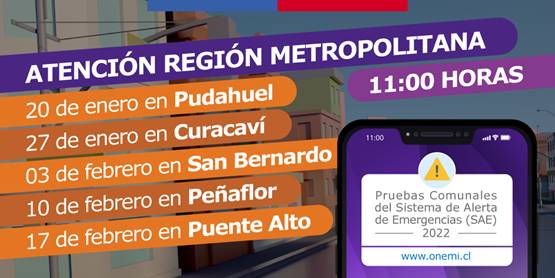 Onemi Inicia Hoy Pruebas Del Sistema De Aviso De Emergencias Sae En